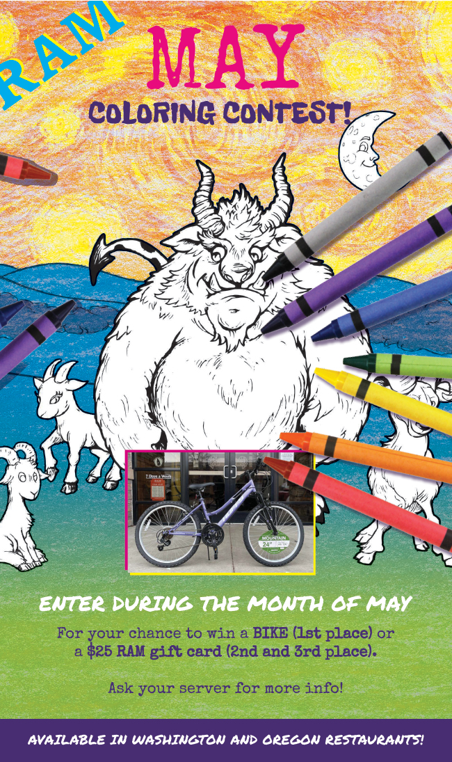 RAM - enter our coloring contest for your chance to win a free bike!